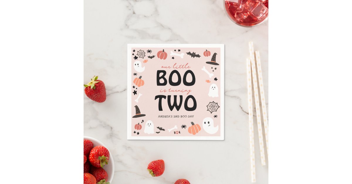 Modern Cute Little Boo Turning Two 2nd Birthday Napkins | Zazzle