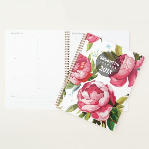 Modern Cute Pink Floral Personalized Name Planner | Zazzle