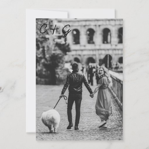 Modern Cute Quote Gold White Frame Photo Wedding Invitation | Zazzle