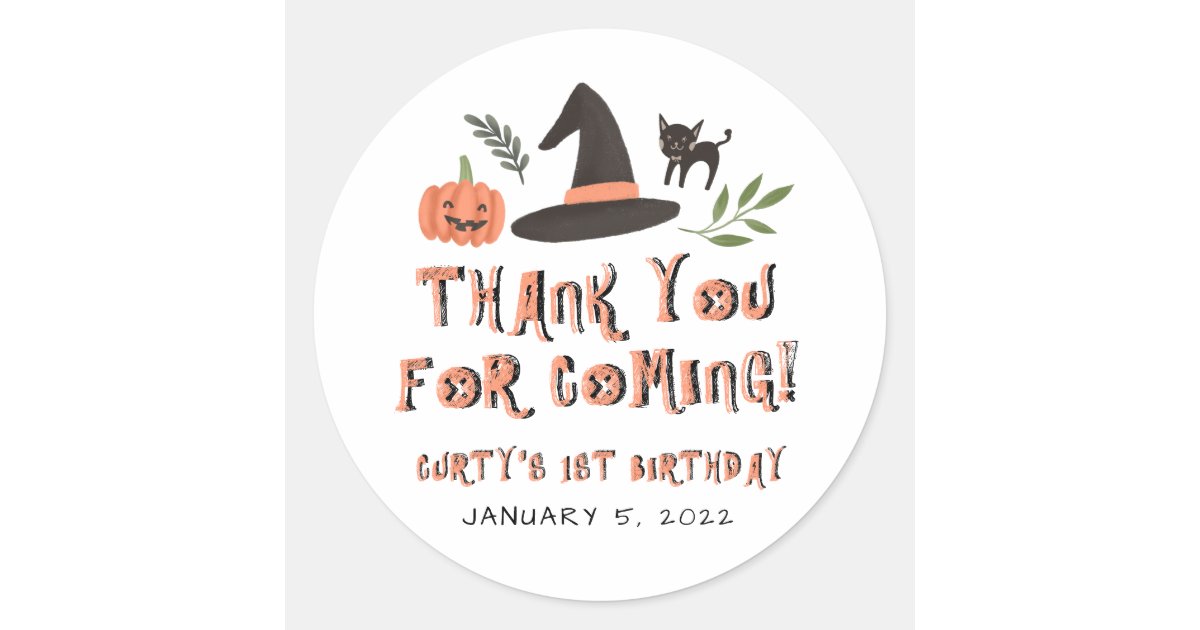 Modern Cute Spooktacular First Birthday Halloween Classic Round Sticker ...