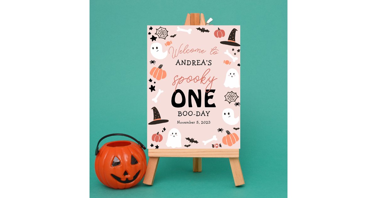 Modern Cute Spooky One Halloween 1st Birthday Foam Board | Zazzle