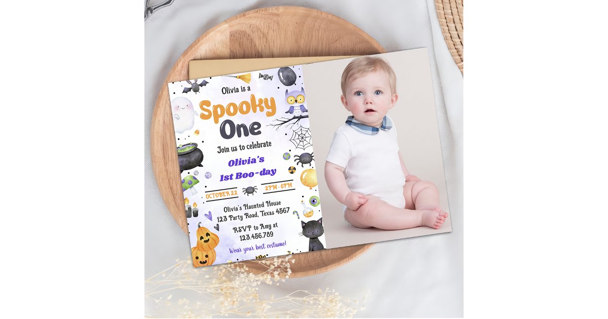 Modern Cute Spooky One Halloween 1st Birthday Invitation | Zazzle