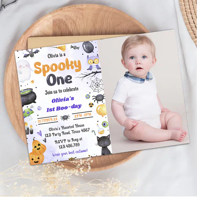 Modern Cute Spooky One Halloween 1st Birthday Invitation | Zazzle