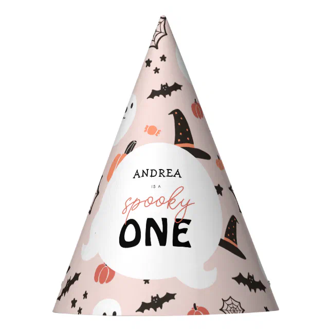 Modern Cute Spooky One Halloween Birthday Party Hat | Zazzle