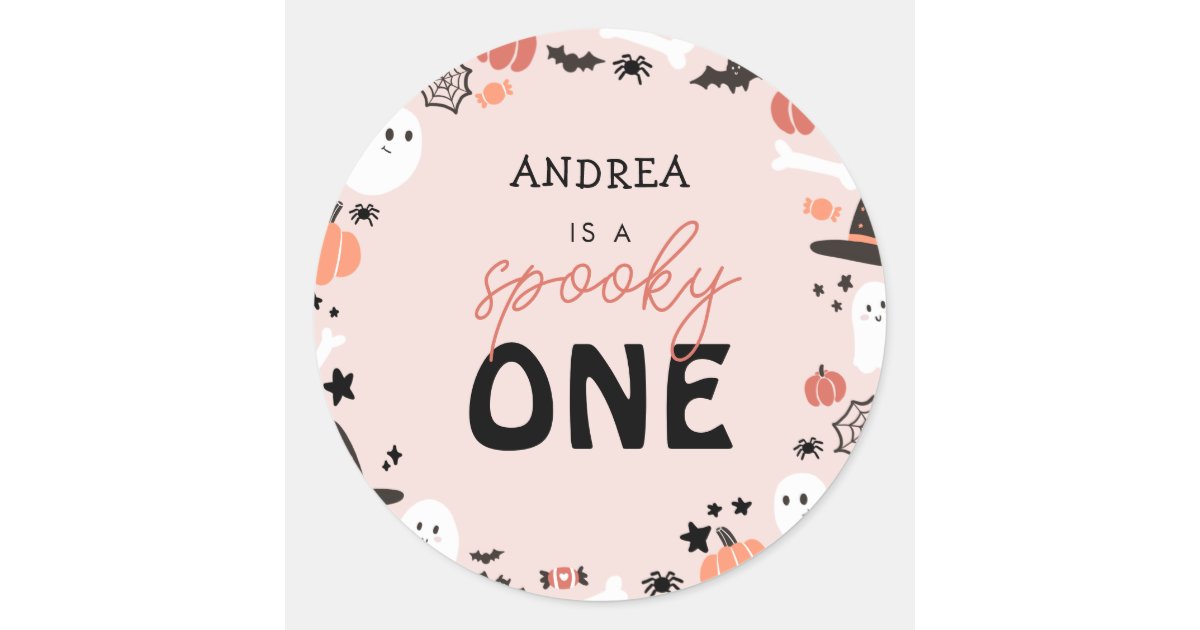 Modern Cute Spooky One Halloween First Birthday Classic Round Sticker ...
