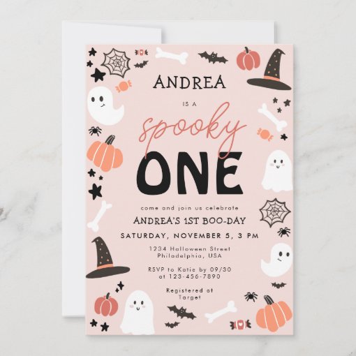 Modern Cute Spooky One Halloween First Birthday Invitation | Zazzle