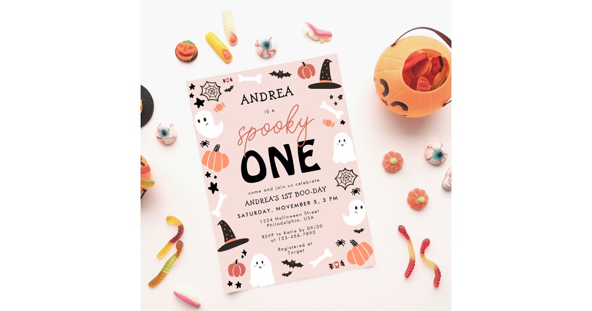 Modern Cute Spooky One Halloween First Birthday Invitation | Zazzle