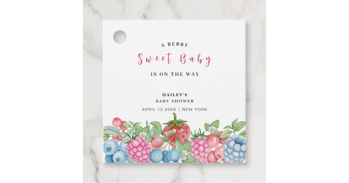 Modern Cute Wild Berry Sweet Baby Shower Favor Tags | Zazzle