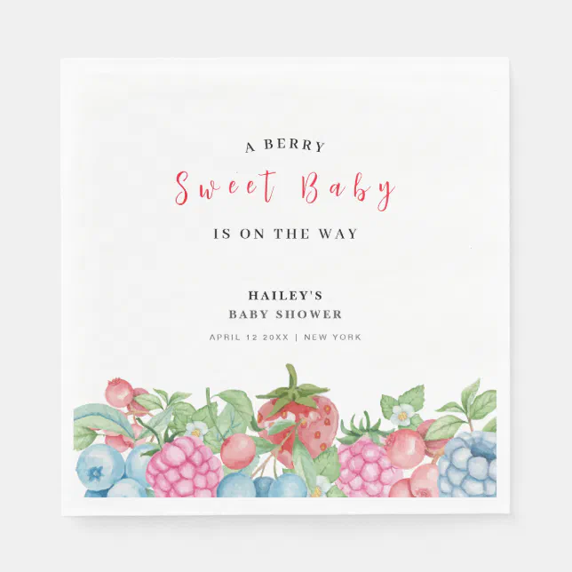 Modern Cute Wild Berry Sweet Baby Shower Napkins | Zazzle