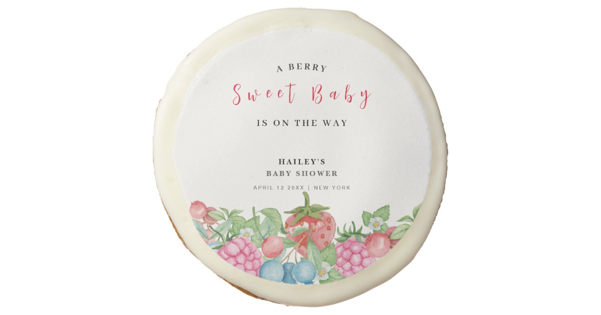 Modern Cute Wild Berry Sweet Baby Shower Sugar Cookie | Zazzle