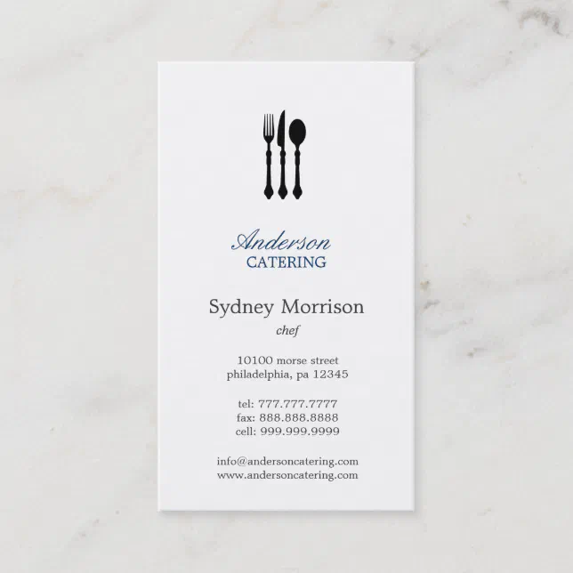 Modern Cutlery Chef/Catering/Restaurant Business Card | Zazzle
