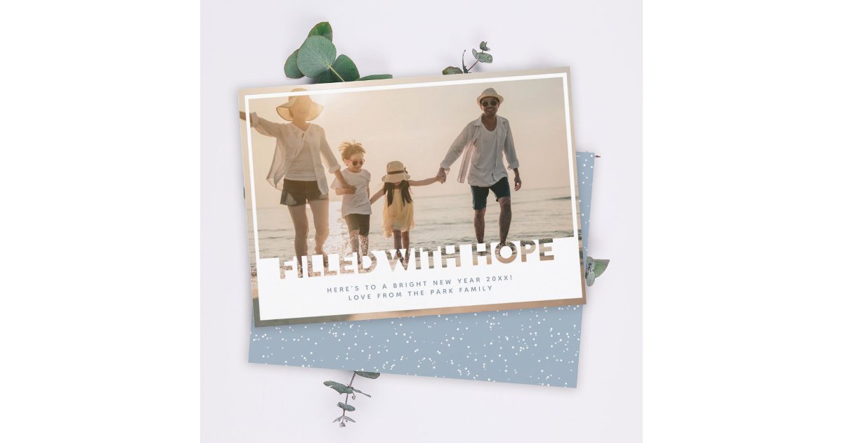 Modern Cutout | Filled with Hope Photo New Years Holiday Card | Zazzle