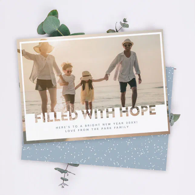 Modern Cutout | Filled with Hope Photo New Years Holiday Card | Zazzle