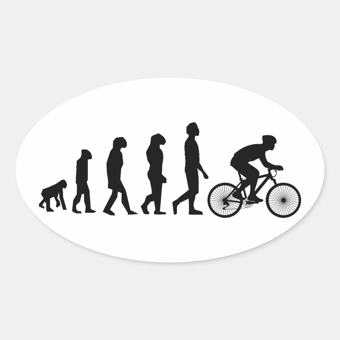 Modern Cycling Human Evolution Scheme Oval Sticker | Zazzle