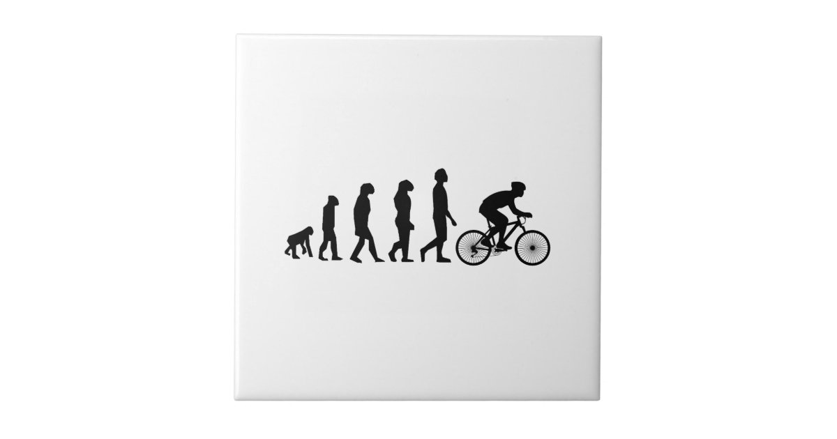 Modern Cycling Human Evolution Scheme Tile | Zazzle