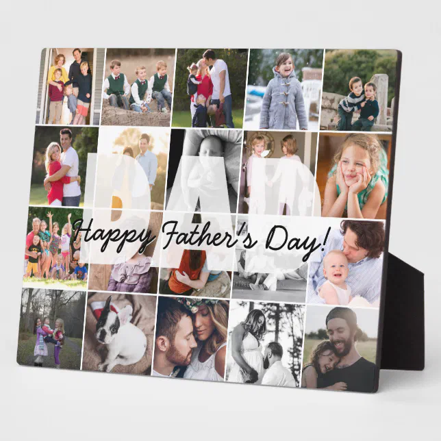 Modern DAD 20 Photo Collage Happy Father's Day Plaque | Zazzle