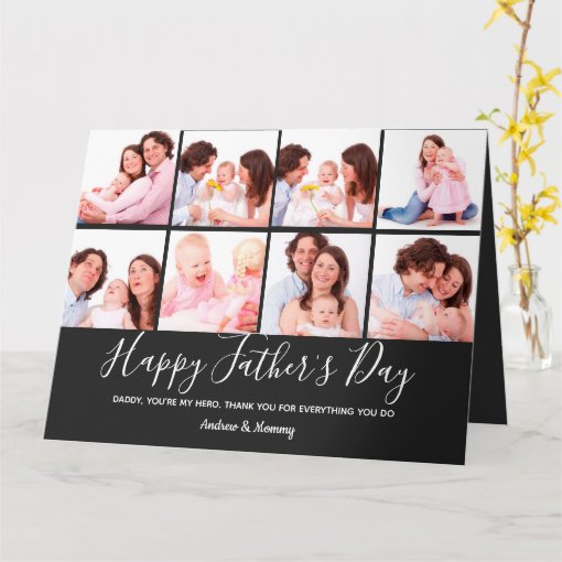 Modern Dad 8 Photo Collage Father's Day gift Card | Zazzle