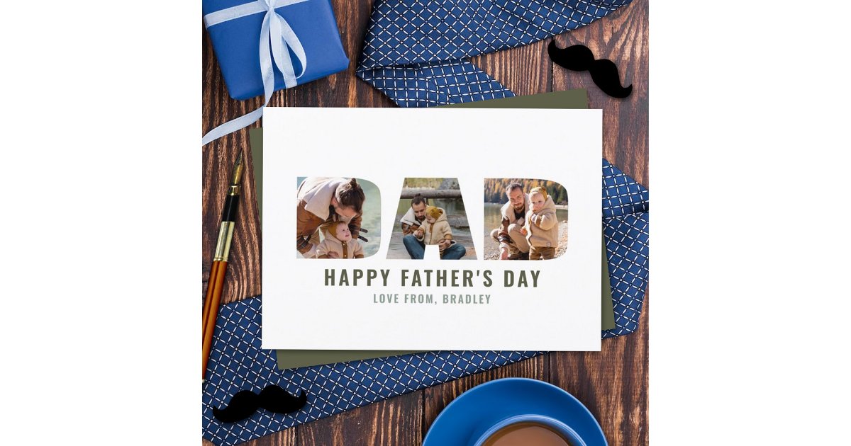 Modern "DAD" Cutout 3 Photo Father's Day | Zazzle