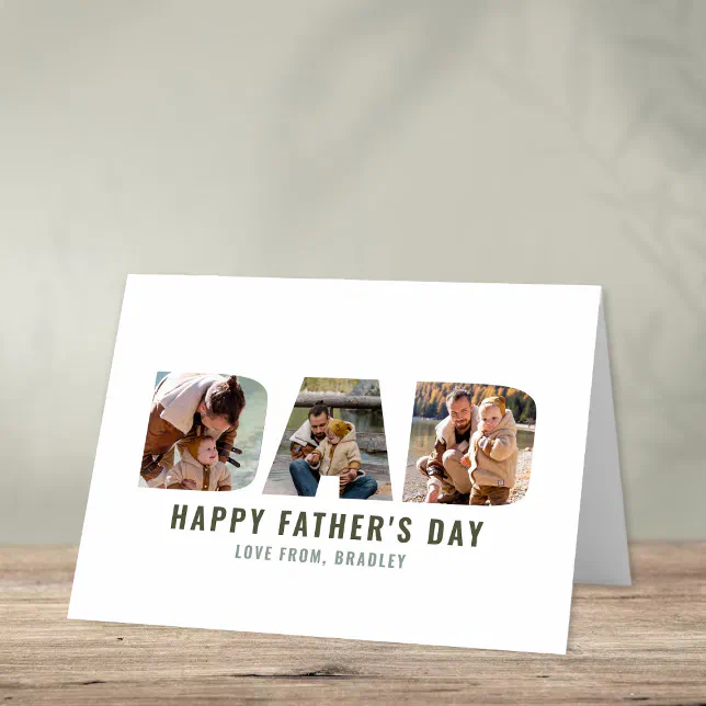Modern "DAD" Cutout 4 Photo Father's Day Card | Zazzle