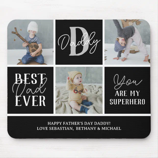 Modern Dad Father's Day Photo Collage Mouse Pad | Zazzle