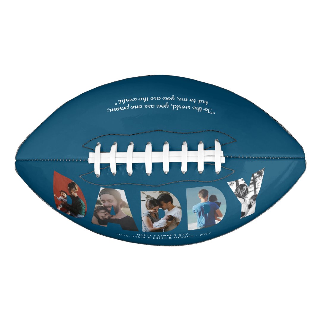 Modern DADDY Photo Navy Blue Happy Father's Day Football | Zazzle