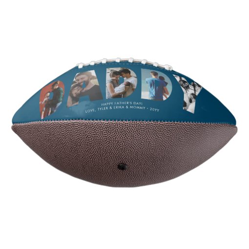 Modern DADDY Photo Navy Blue Happy Father's Day Football | Zazzle