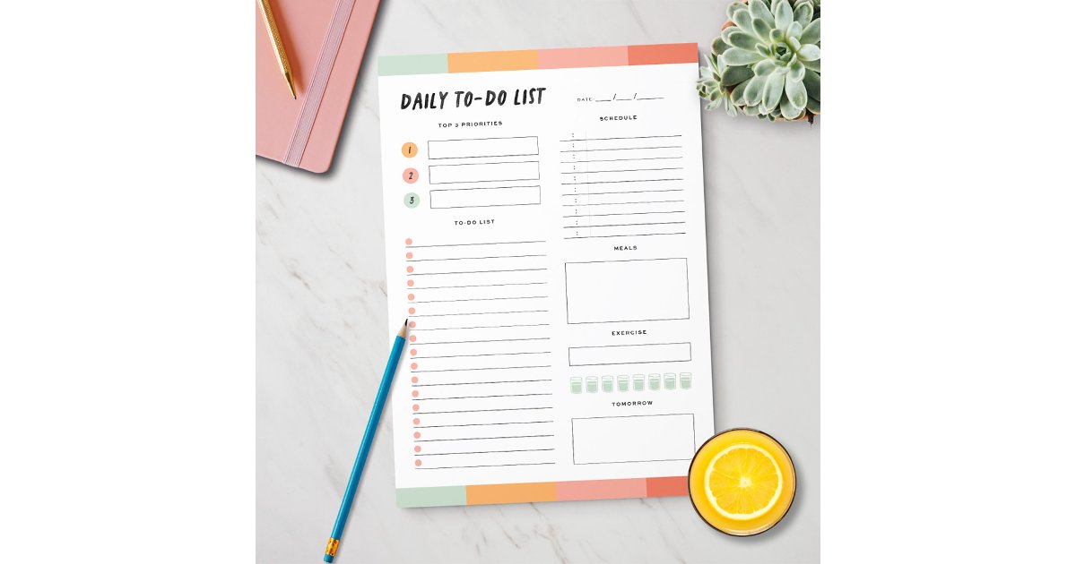 Modern Daily To-Do List Notepad | Zazzle