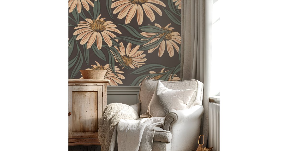 Modern Daisy Floral Pattern Wallpaper | Zazzle