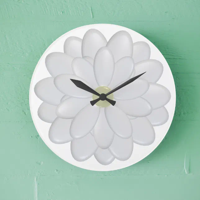 Modern Daisy Flower White Large Clock | Zazzle