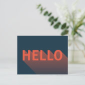 Modern Dark Blue and Orange Hello Typography Postcard | Zazzle