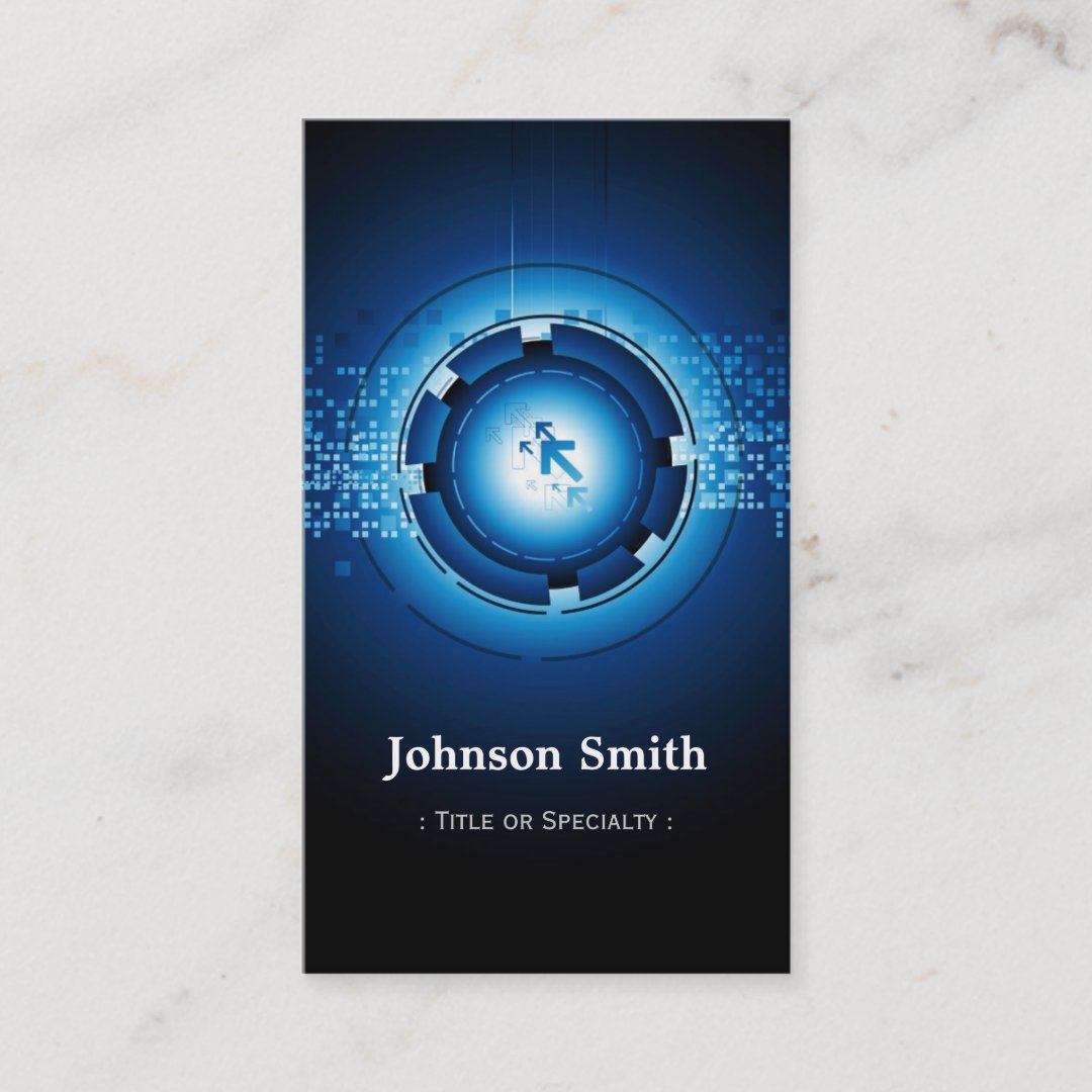 Modern Dark Blue High Technology Business Card | Zazzle