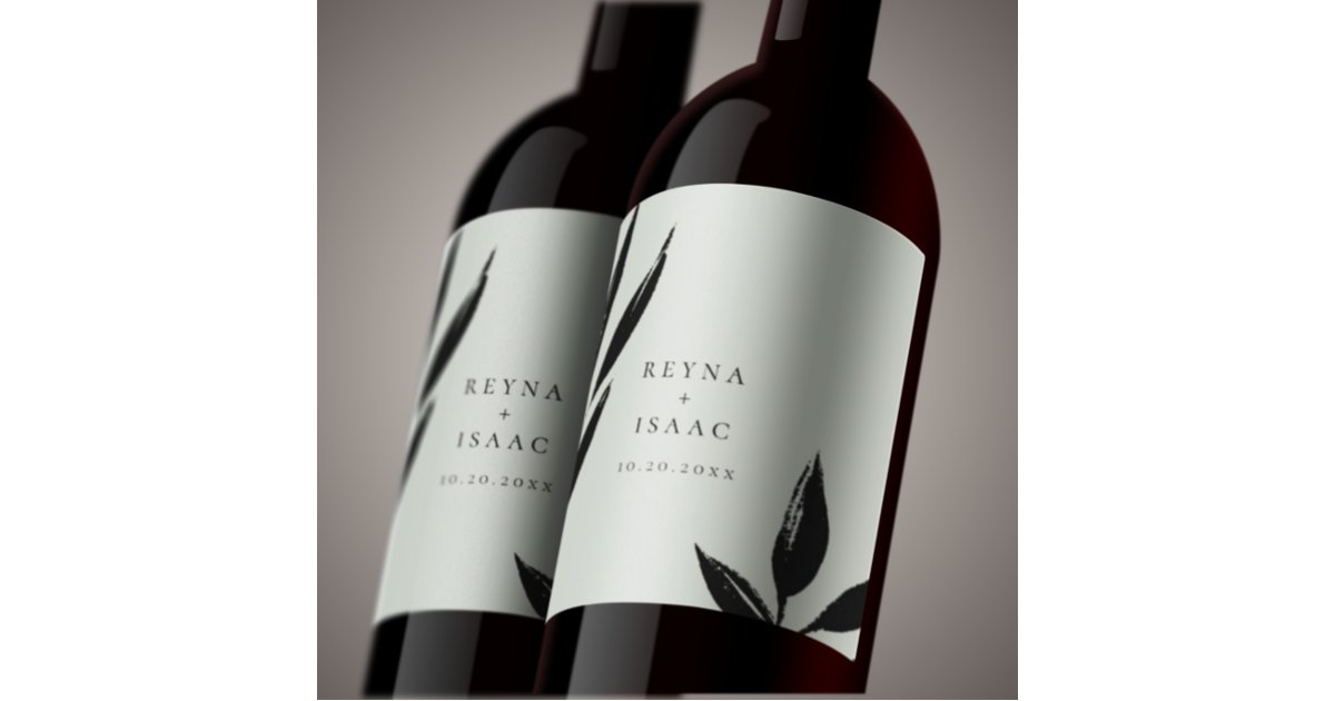 Modern Dark Foliage Personalized Wine Label | Zazzle