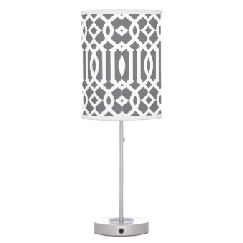 Modern Dark Gray and White Trellis Pattern Table Lamp | Zazzle