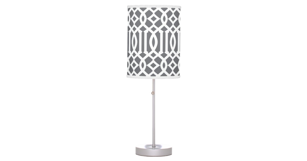 Modern Dark Gray and White Trellis Pattern Table Lamp | Zazzle