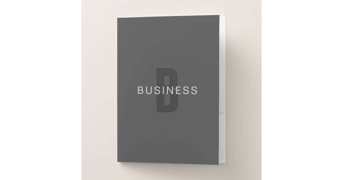 Modern Dark Gray Editable Monogram Design Template Pocket Folder | Zazzle