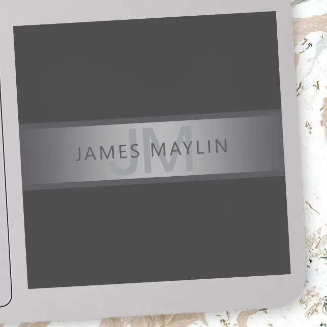 Modern Dark Gray Gradient Name or Business Name Sticker | Zazzle