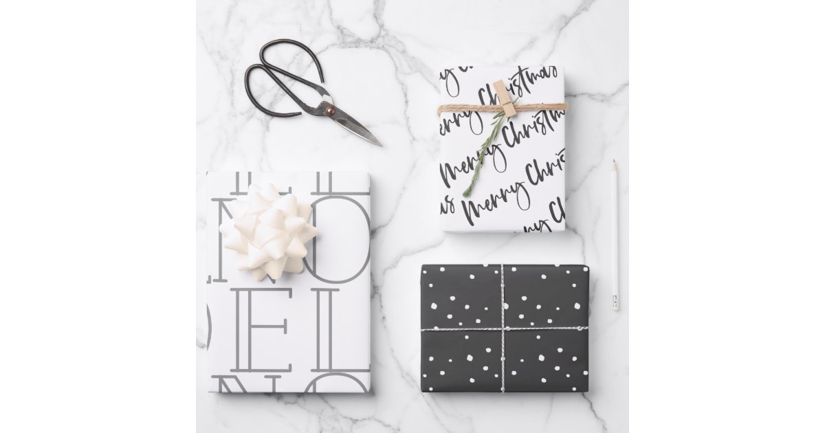Modern Dark Gray NOEL Merry Christmas Wrapping Paper Sheets | Zazzle