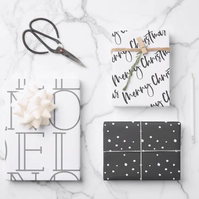 Modern Dark Gray NOEL Merry Christmas Wrapping Paper Sheets | Zazzle