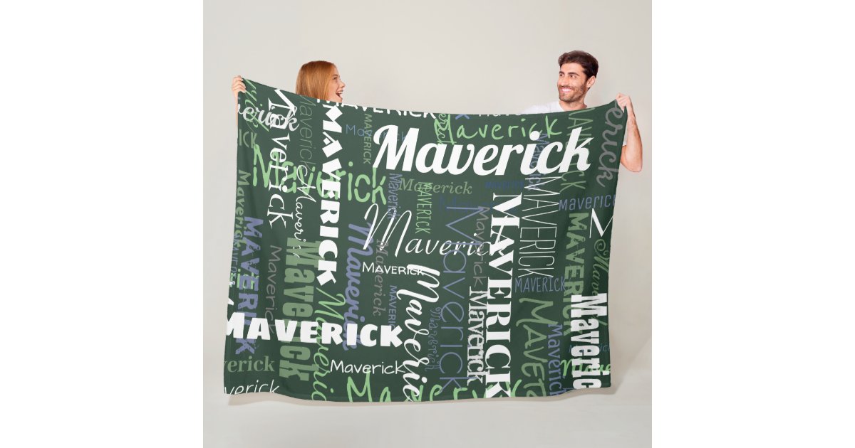Modern Dark Green Long Name Repeating Pattern Fleece Blanket | Zazzle