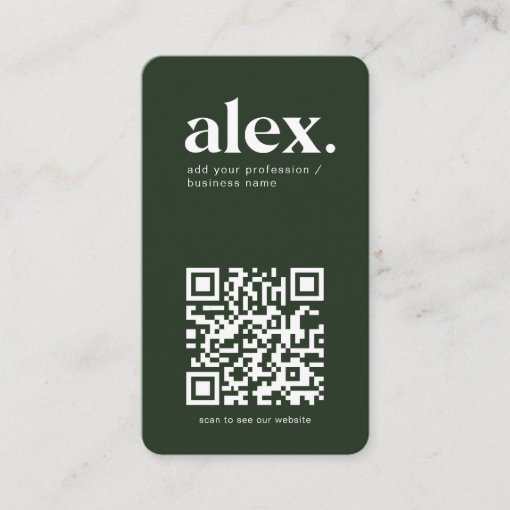 Modern Dark Green QR Code Logo Business Card | Zazzle