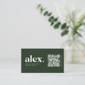 Modern Dark Green QR Code Logo Business Card | Zazzle