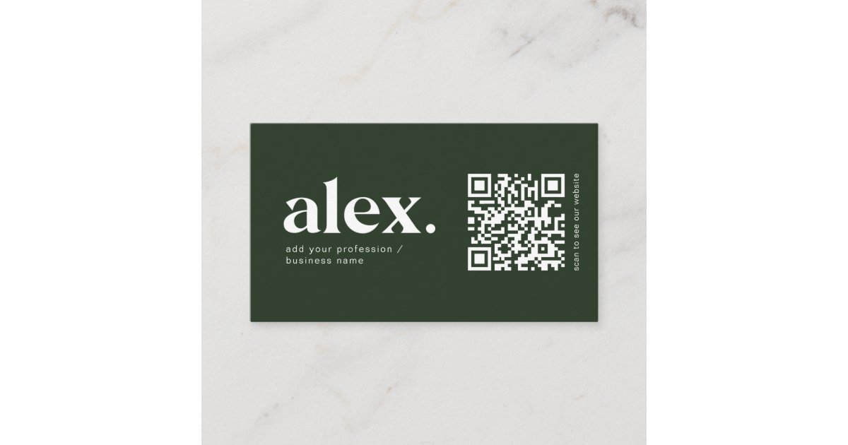 Modern Dark Green QR Code Logo Business Card | Zazzle