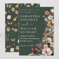 Modern Dark Green Rustic Boho Wildflower Wedding Invitation | Zazzle
