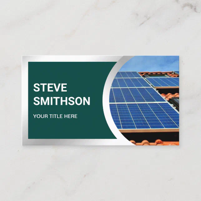 Modern Dark Green Steel Rooftop Solar Panels Business Card | Zazzle