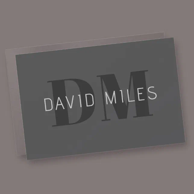 Modern Dark Grey & Black Editable Name & Monogram Car Magnet | Zazzle