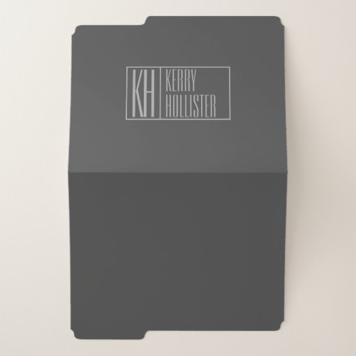 Modern Dark Grey Monogrammed Initials & Name Logo File Folder | Zazzle