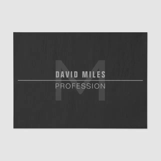 Modern Dark Grey Professional Name Tissue Paper | Zazzle