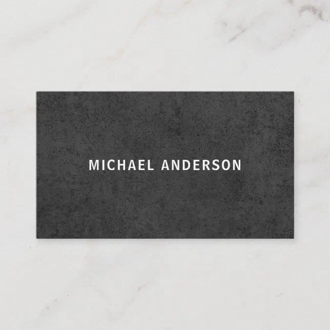Modern dark masculine minimal rough texture business card | Zazzle