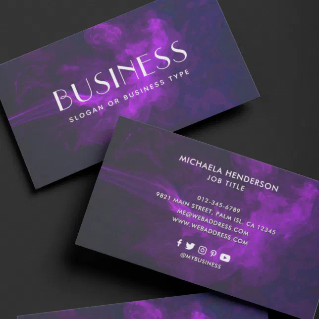 Modern Dark & Moody Purple Smoke Business Card | Zazzle