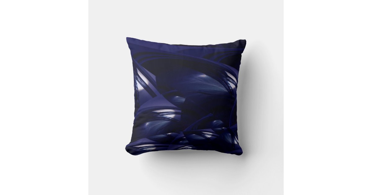 Modern Dark Night Blue Futuristic Abstract Throw Pillow | Zazzle